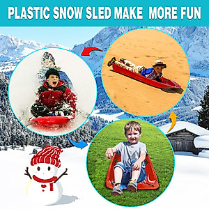 35“Plastic Snow Sled, Sleds for Kids and Adults with Handles （1-Pack）