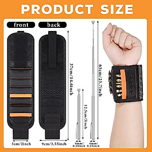 3 Sets Magnetic Wristband Retractable Magnetic Pickup Tool Magnetic Wrist Tool Holder with 15 Magnets for Screws Nails Drilling Bits Valentine's Day Gifts for Dad Men Woman Husband Stocking Stuffers