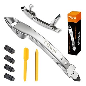 Tijeyi Caulking Tool Kit Stainless Steel Grout Removal Tool,4 in 1 Tile Caulk Remover Tool,Silicone Scraper Caulk Finishing Tools for Kitchen Bathroom Floor Sealant Caulk Window Sink Joint