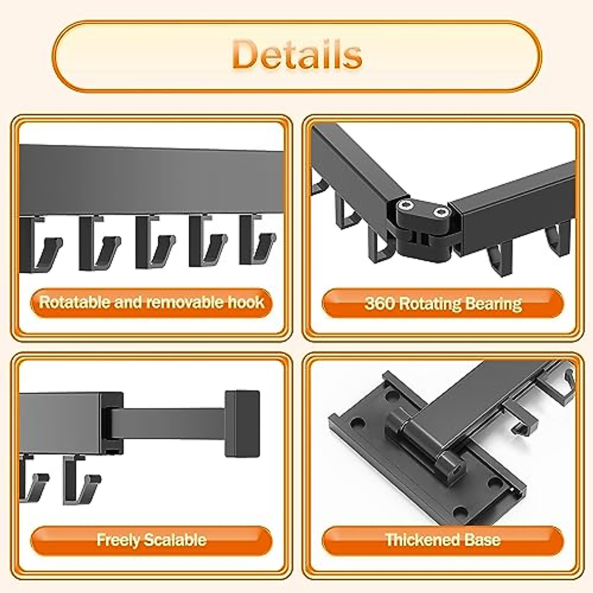 HEILAIYI Clothes Drying Rack for Laundry,Wall Mounted Clothes Hanger Rack,Folding,Retractable,Collapsible(J Shape Hooks)