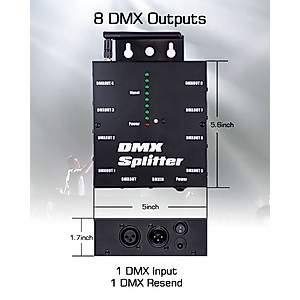 Pknight 8-Way Isolated DMX Splitter with 2.4g wireless Receiver Function