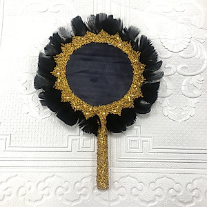 African Feather Fan 1pcs Small Size African Goose Feather Hand Fan for Dance Mariage Wedding Decoration Hand Fan Black Nigerian Feathers Fan - Small Size 44x32cm