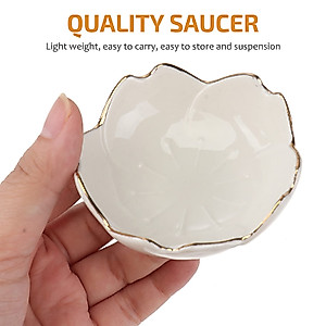 Luxshiny Ceramic Sauce Bowl Bowl Pinch Bowls 2pcs Ceramic Bowl, Gold Rim Bowls Flower Appetizer Plates Dipping Bowls for Home Kitchen (White) Sushi Soy Sauce Dish Japanese Decor
