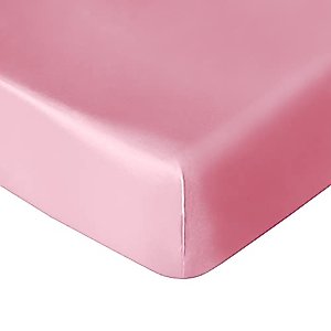 NTBAY Silk Satin Fitted Crib Sheet, Super Soft and Silky 28x52 Crib Sheet for Standard Crib and Toddler Mattresses, Boys, Girls, Unisex, Pink, 28x52 Inches