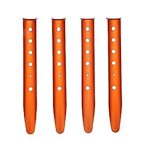 Bluecell 4pcs Orange Color Aluminum Tent Stakes for Camping in Snow and Sand Tent Boating Hiking Backpacking Picnic Shelter Shade Canopy Outdoor Activity