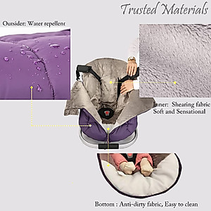 AGACAS Infant Car Seat Cover, Baby Carrier Cover - Bunting Bag Accessories for Newborn/Infant - Water Repellent Shearing Blanket, Keeps Babies Warm and Cozy in Winter - Lavender