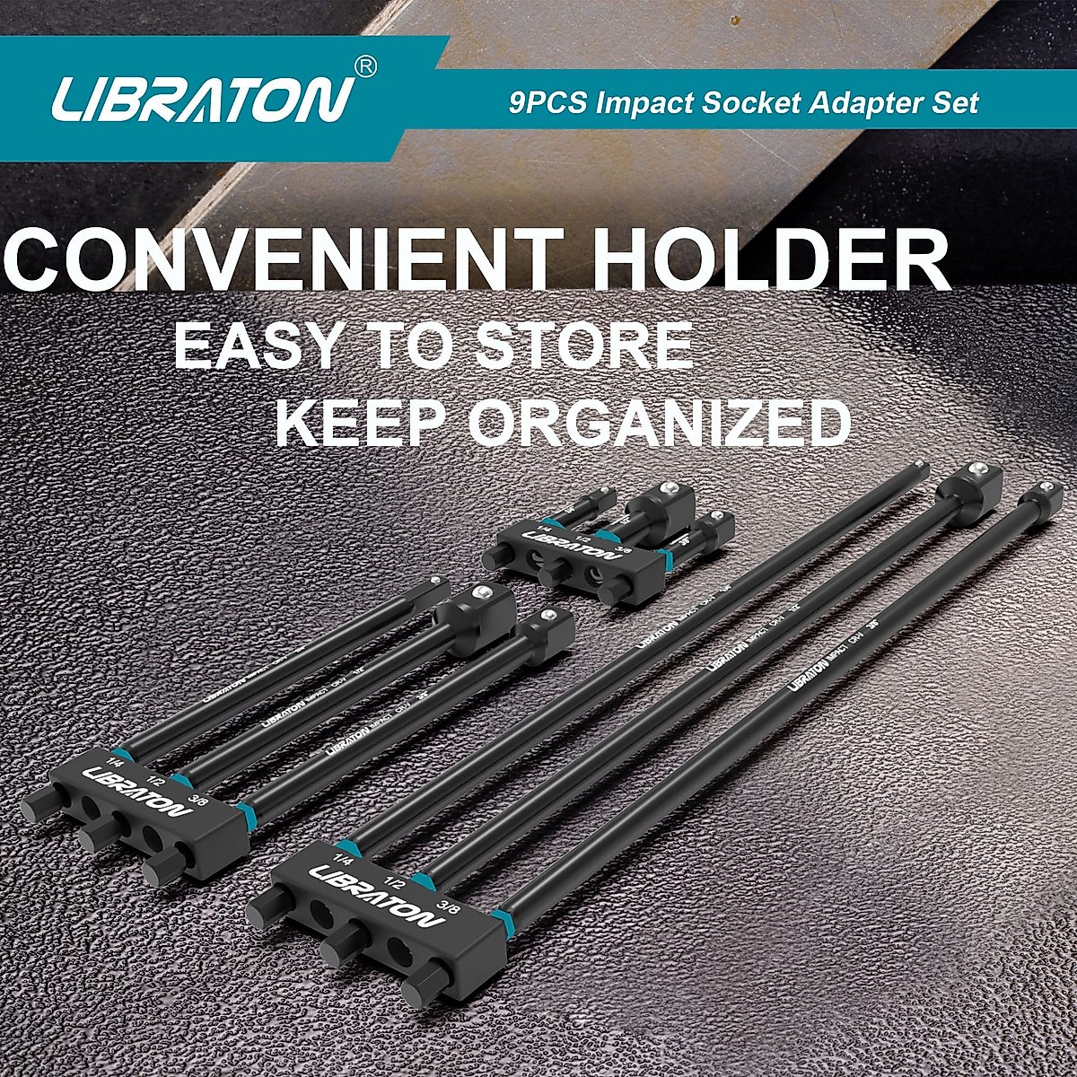 Libraton Impact Grade Socket Adapter Set, 3" 6" 12", Drill Socket Adapter, Impact Socket Adapter, Socket Driver Adapter, Drill Socket Adapter Extension, Adapter Power Drill to Torque Impact Wrench