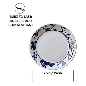 Corelle Everyday Expressions 4-Pc Salad Plates Set, Service for 4, Durable and Eco-Friendly 7-1/2-Inch Plates, Higher Rim Glass Lunch Plate Set, Microwave and Dishwasher Safe, Rutherford