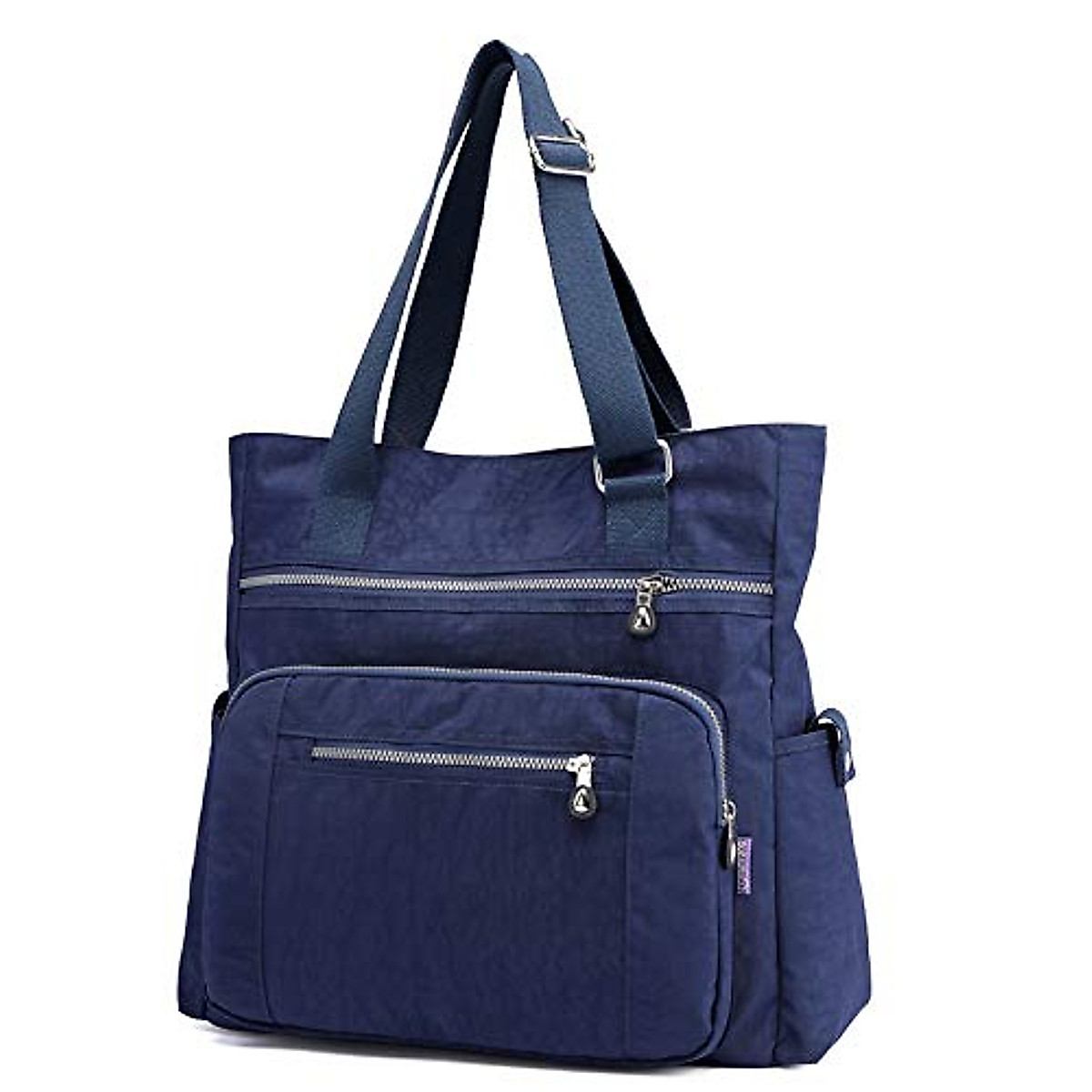 Nawoshow Women Canvas Tote Bag Waterproof Nylon Multi Pocket Shoulder Bags Work Bag Teacher Purse and Handbags (A-Dark Blue)