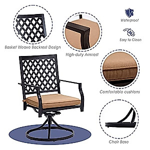 VICLLAX Outdoor Swivel Dining Chairs Patio Furniture with Cushion Black Set of 2