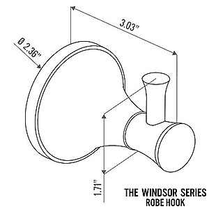 Bennington Windsor Wall Mounted Robe Hook Bath Hardware Bathroom Accessory, Black