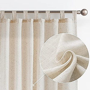 jinchan Linen Curtains for Living Room 84 Inch Length 2 Panels Beige Country Farmhouse Curtains Tab Top Light Filtering Bedroom Curtains Crude Drapes Indoor and Outdoor Window Curtain Set