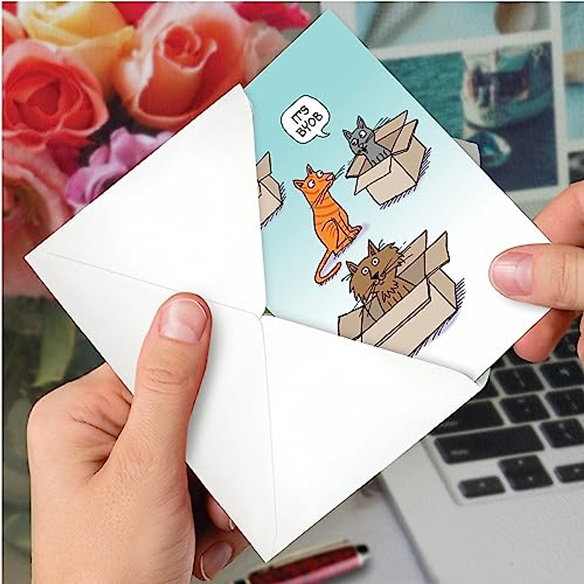 NobleWorks - 1 Happy Birthday Cartoon Greeting Card - Funny Notecard with Envelope, Comic Stationery - Bring Your Own Box C7278BDG