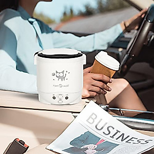 Multi-Function (Cooking, Heating, Keeping warm) Mini Travel Rice Cooker 12V For Car (12v white)