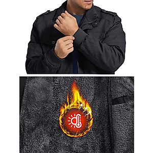 MAGCOMSEN Winter Jackets For Men Casual Warm Work Jacket Cotton Fleece Lined Trucker Jacket Canvas Black Jacket Men Security Coat Black L