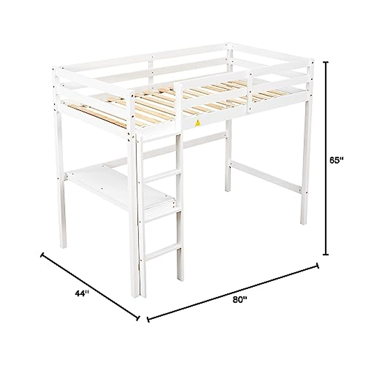 HomSof Twin Loft Bed with Built-in Desk,White
