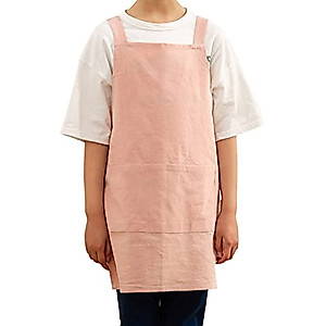 Kids Cotton Cross Back Aprons Children Chef Pure Child Apron with 2 Pockets for Baking Painting Cooking (Pink, One Size)