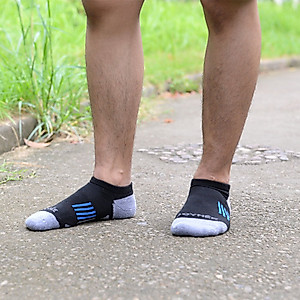 JOYNÉE Men's 6 Pack Athletic No Show Performance Cushioned Low Cut Running Socks,Black,Sock Size:10-13