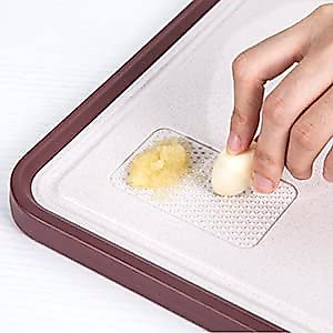 WINDANDSKY Cutting Board for Kitchen,Stainless Steel Cutting Board and Plastic Cutting Board,One-Sided Juice Grooves Design Chopping Board, Easy to Clean,Wine Red Edge