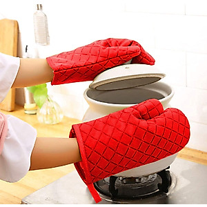 Oven Mitts Heat Resistant 500 Degrees- Non Slip Silicon Kitchen Gloves for Grilling/Cooking/Baking/Barbecue 1 Pair