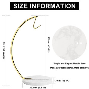 Livabber Banana Holder with Marble Base, Metal Banana Hanger Modern Tree Stand with Hook, Durable Banana Keeper Fresh Fruit Storage Organizer Freestanding for Kitchen Countertop (Gold, Single Hook)