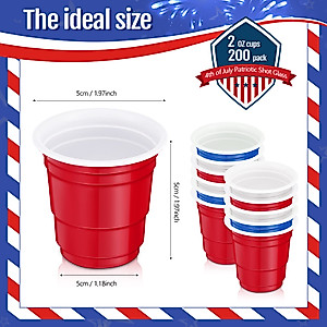 Yinkin 150 Pcs Red White and Blue Shot Glasses Bulk 2 oz Plastic Shot Glasses Disposable Shot Glasses Mini Shot Cups for Wedding Bachelorette Birthday Baby Shower Party Office Supplies