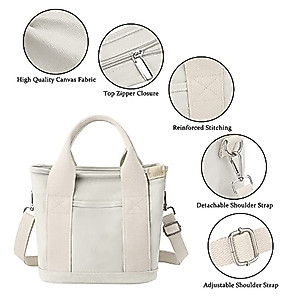 Canvas Tote Bag for Women Stylish Crossboy Handbag Casual Hobo Bag Top Handle Satchel with Multiple Pockets (A-Beige)