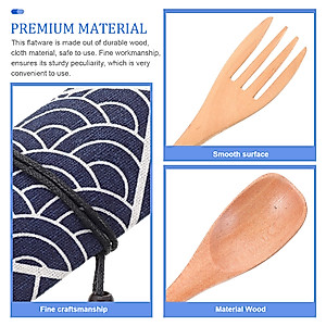 1 Set Wooden Fork Spoon Exquisite Cutlery Kit Wooden Cutlery Wooden Spoon Fork Kit Steak Eating Cutlery Home Tableware Kit Food Flatware Household Flatware Steak Cutter