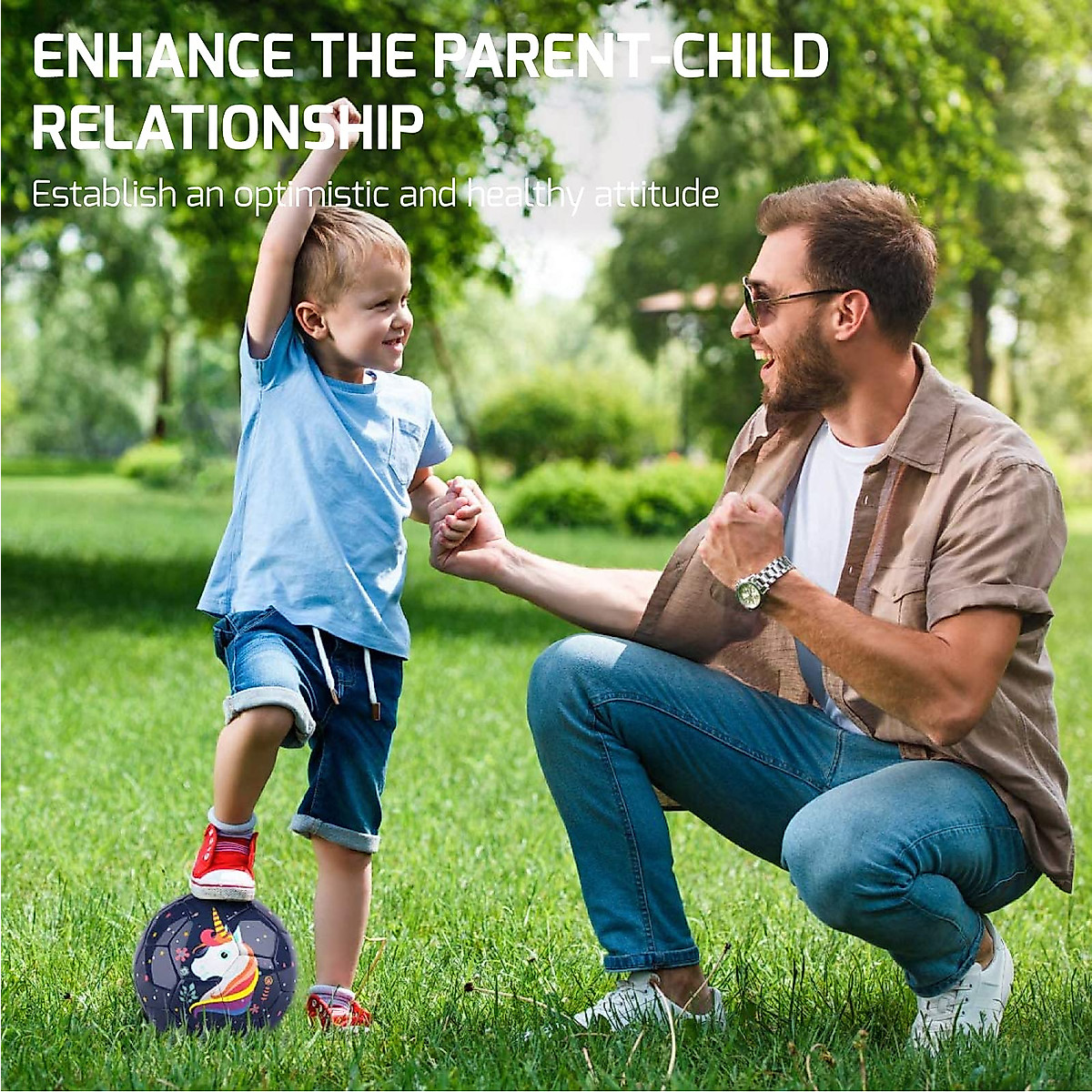 PP PICADOR Kids Soccer Ball Size 1 with Ball Pump Toddler Soft Soccer Ball Cute Cartoon Kids Ball Toy Gift with Pump (Dark Blue Unicorn, Size 1)