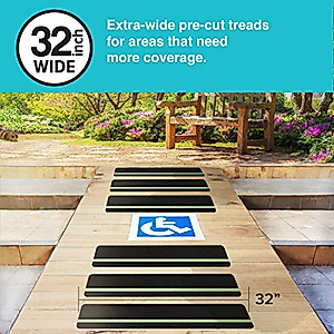 LifeGrip Anti Slip Traction Treads with Glow in Dark Stripe (10-Pack), 6" X 32", Best Grip Tape Grit Non Slip, Outdoor Non Skid Tape, High Traction Friction Abrasive Adhesive for Stairs Step