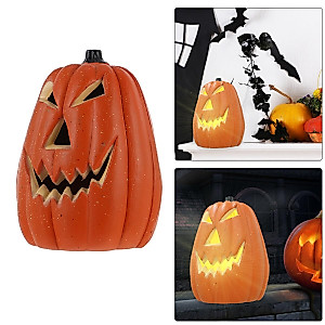VOSAREA Halloween Led Pumpkin Lights Light Up Jack O Lantern Pumpkin Figurine Lantern Outdoor Pumpkin Decoration for Halloween Haunted House Props