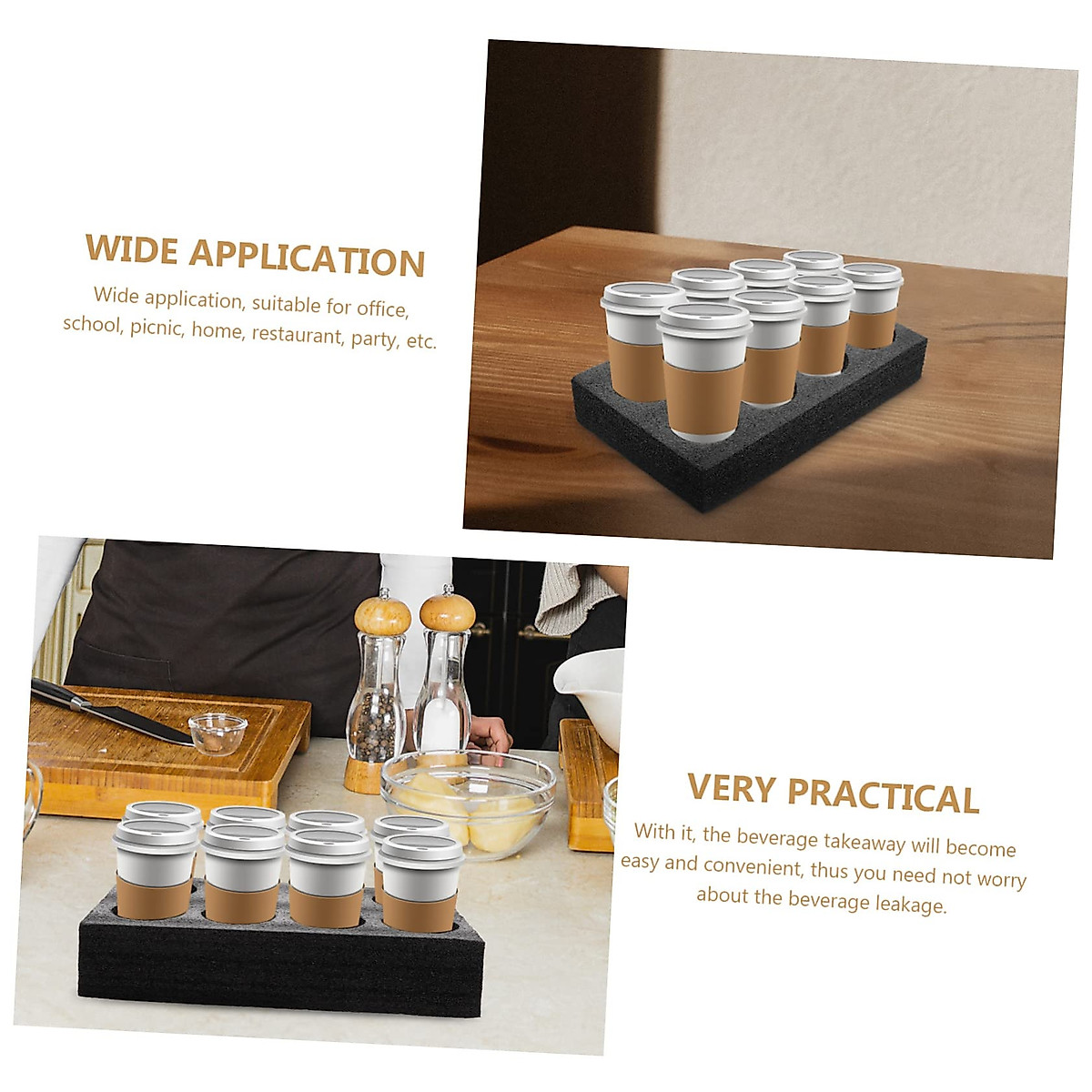 Mobestech Milk Tea Cup Holder Car Table Tray Beverage Takeout Accessory Foam Cup Holder Bike Stand Foam Drink Carrier Holder Trays Outdoor Trash Can Bracket Clip Travel Drinks Pearl Cotton