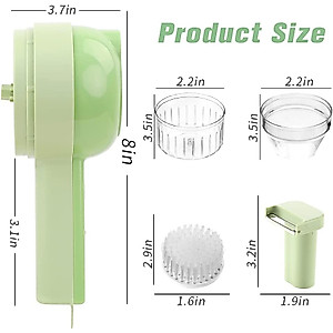 Kitchen Goods Electric Vegetable Cutter Set - 4 in 1 Portable, Rechargeable, Wireless Food Processor & Chopper Machine for Pepper, Garlic, Onion, Celery & Meat