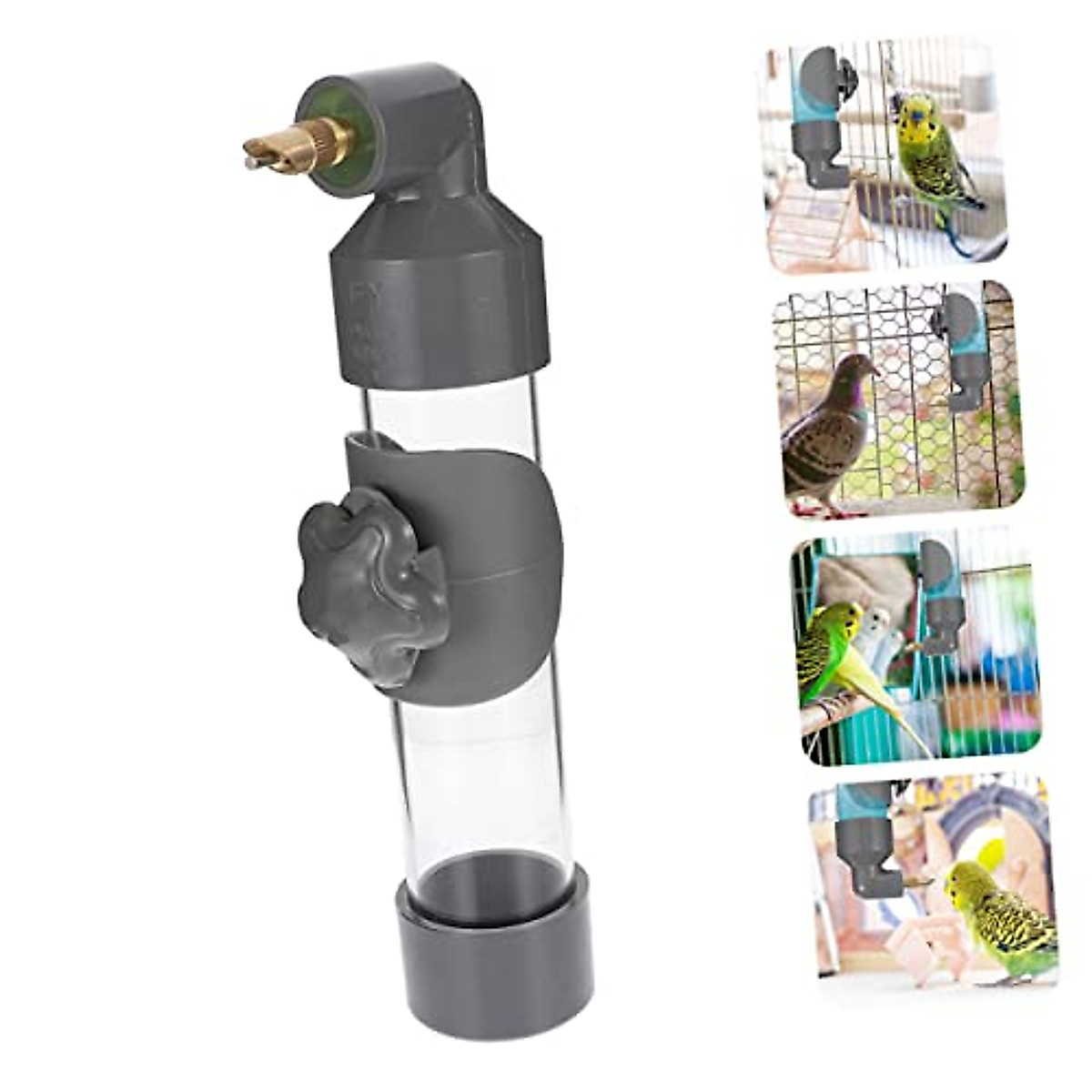 Toddmomy Bird Drinker Birds Supplies Parakeet Feeder Parakeet Bird Cage Automatic Bird Feeder Budgie Cage Accessories Bird Hanging Water Bottle Water Holder Pigeon Water Feeder PVC Grey