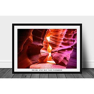 Antelope Canyon Photography Print (Not Framed) Picture of Slot Canyon Walls Shaped as Hourglass Leading to Sunlight Desert Wall Art Southwestern Decor (5" x 7")