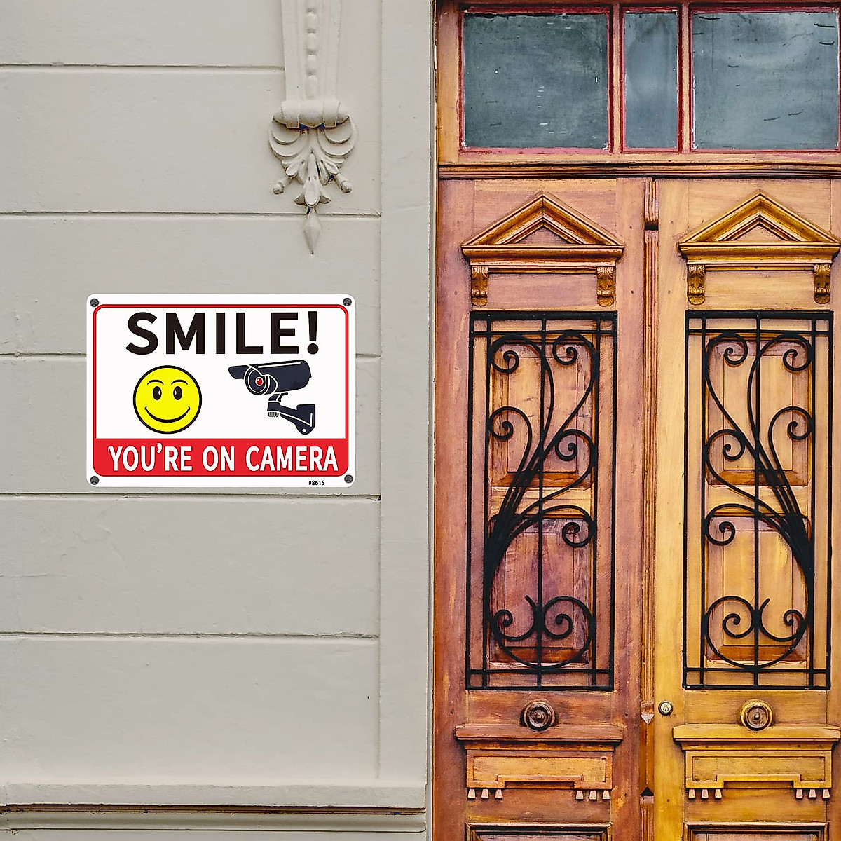 SMILE! You're on Camera" High-Visibility Security Warning Sign, Aluminum, 10x7 Inches, UV Printed, Pack of 4, Outdoor Camera Alert Signage