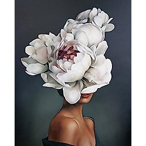 Tucocoo Lady Head Flower Picture Paint by Numbers for Adults Modern Style Oil Paint by Numbers Figure Lady Paint by Numbers for Adults Fashion Acrylic Oil Painting Set Without Frame-16''W x 20‘’H