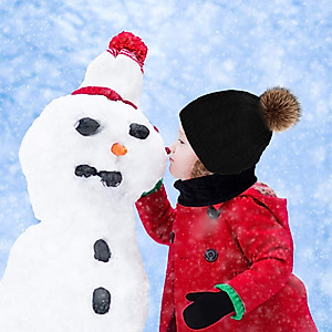 Hicdaw 6PCS Toddler Baby Winter Hat Scarf Kids Warm Knitted Hat for Beanie Scarf Gloves Set Gift for Kid Black