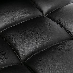 Vogue Furniture Direct PU Leather Square Bar Stools, Modern Adjustable Swivel Barstools with Back, Armless Airlift Counter Height Chairs for Kitchen Dining Pub Cafe, Set of 2 (Black, Black Base)