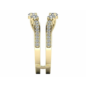 Purple Star 0.85 Carat (Ctw) 14K Yellow Gold Plated Round Cut White Diamond Ladies Wedding 3 Stone Enhancer Double Ring (8.5)