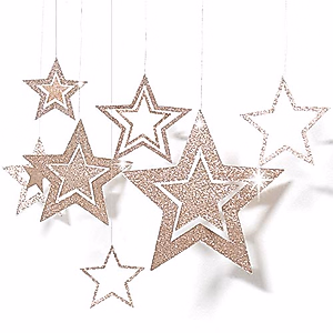 Champagne Gold Star Garland Twinkle Little Stars Decoration Hanging Streamer Backdrop Banner Birthday Party Decor/Baby Shower/Anniversary/Engagement/Christmas/New Year/Wedding/Graduation/Ramadan/EID