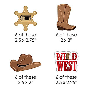 Big Dot of Happiness Western Hoedown - Paper Straw Decor - Wild West Cowboy Party Striped Decorative Straws - Set of 24