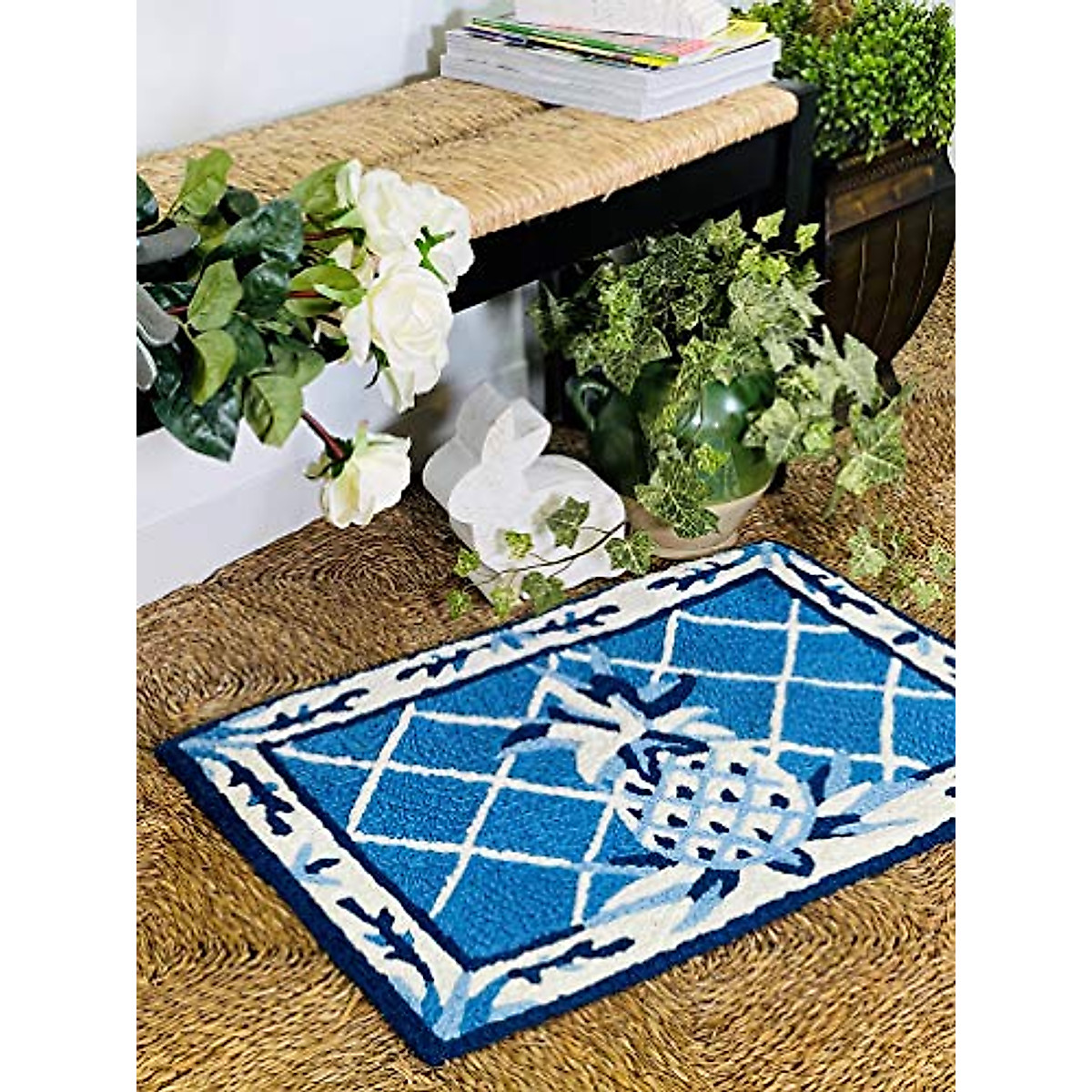 Jellybean Modern Indoor / Outdoor Mat Home Comfort Rugs 20" X 30" Rectangle French Country Pineapple