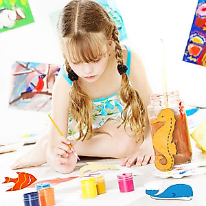 WILLBOND Unfinished Wood Cutouts Ocean Animals Wooden Paint Crafts for Kids Home Decor Ornament DIY Craft Art Project, Octopus, Shark, Whale, Dolphin, Seahorse, Fish Shape (28 Pieces)