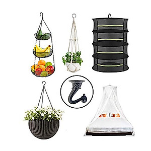 OBSTKUCHEN 8 Sets Swag Ceiling Hooks Heavy Duty Swag Hook with Hardware for Hanging Plants Ceiling Installation Cavity Wall Fixing (Black)