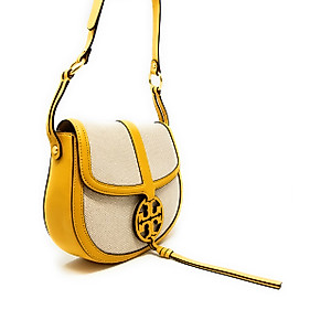Tory Burch Women's Miller Canvas Quadrant Crossbody Saddlebag (Daylily)