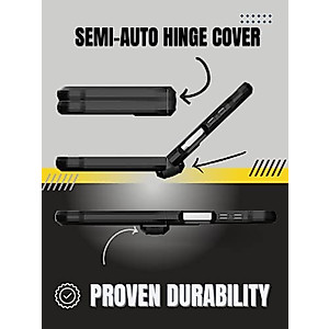 CaseBorne V Compatible with Samsung Galaxy Z Flip 4 Case/Flip 3 Case - Rugged Protective Case with Semi-Auto Hinger Cover, Full Body Multi-Layer Cover (Black)