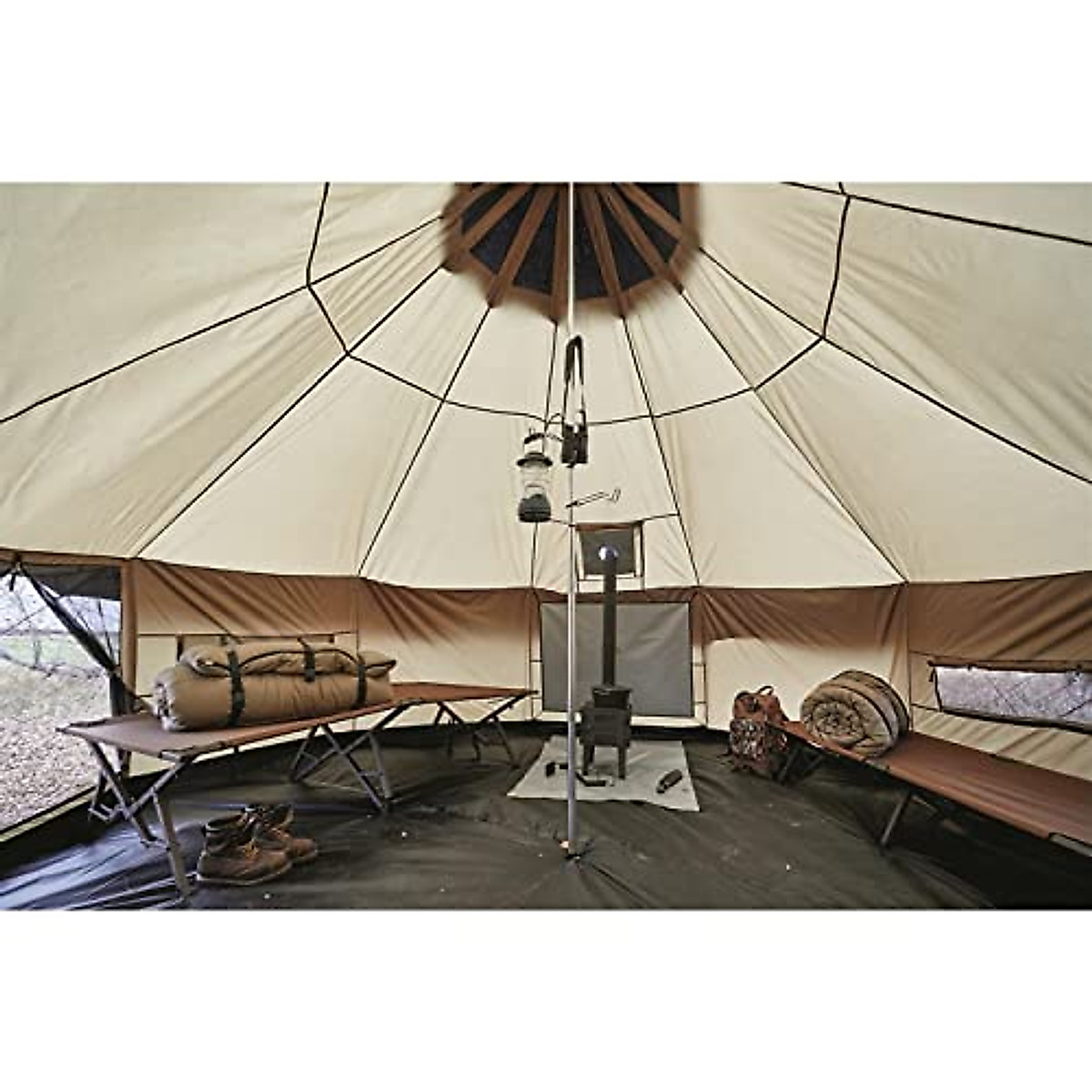 Guide Gear Base Camp Tent, Outdoor, Hiking, Hunting, Four Season Camping with Stove Jack