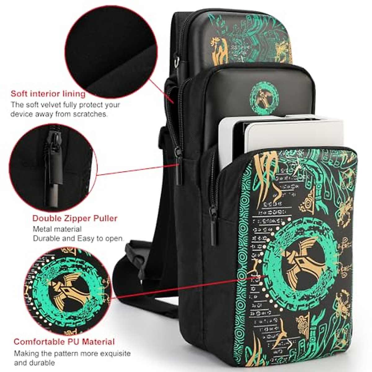 imeux Cute Travel Bag for Nintendo Switch, Lite, OLED, Steam Deck - Small Sling Portable Backpack Carrying Crossbody Shoulder Gaming Storage Case for NS Console Dock Joy-Cons Accessories