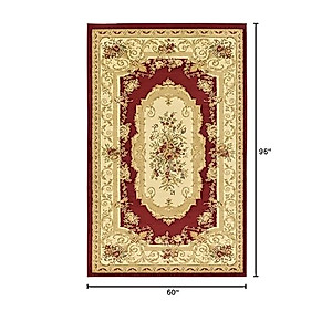 Unique Loom Versailles Collection Traditional Classic Floral Motif Area Rug (5' 0 x 8' 0 Rectangular, Burgundy/ Ivory)